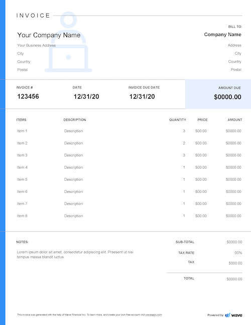 Excel invoice template - Wave Financial